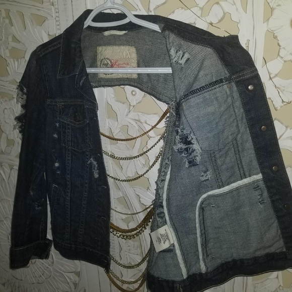 Jackets & Coats | Custom Chain Distressed Denim Jacket | Poshmark